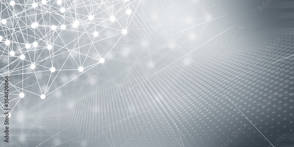Gray halftone pattern with white line motion and network connection ...