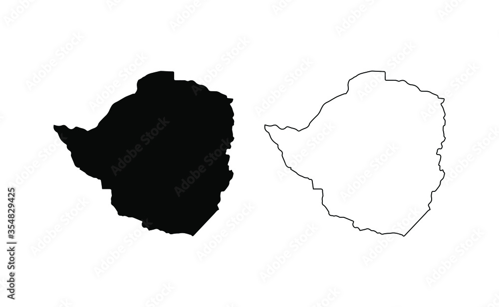 Zimbabwe map silhouette line country Africa map illustration vector ...