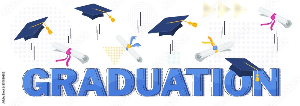 Congratulation graduates 2020 class of graduations. Flat cartoon design ...
