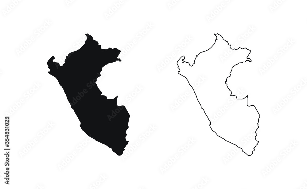 Peru map silhouette line country America map illustration vector ...