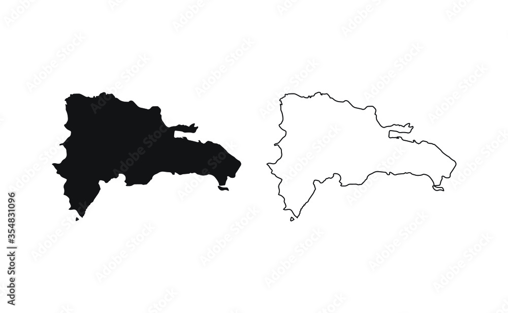 Dominican Republic map silhouette line country America map illustration ...