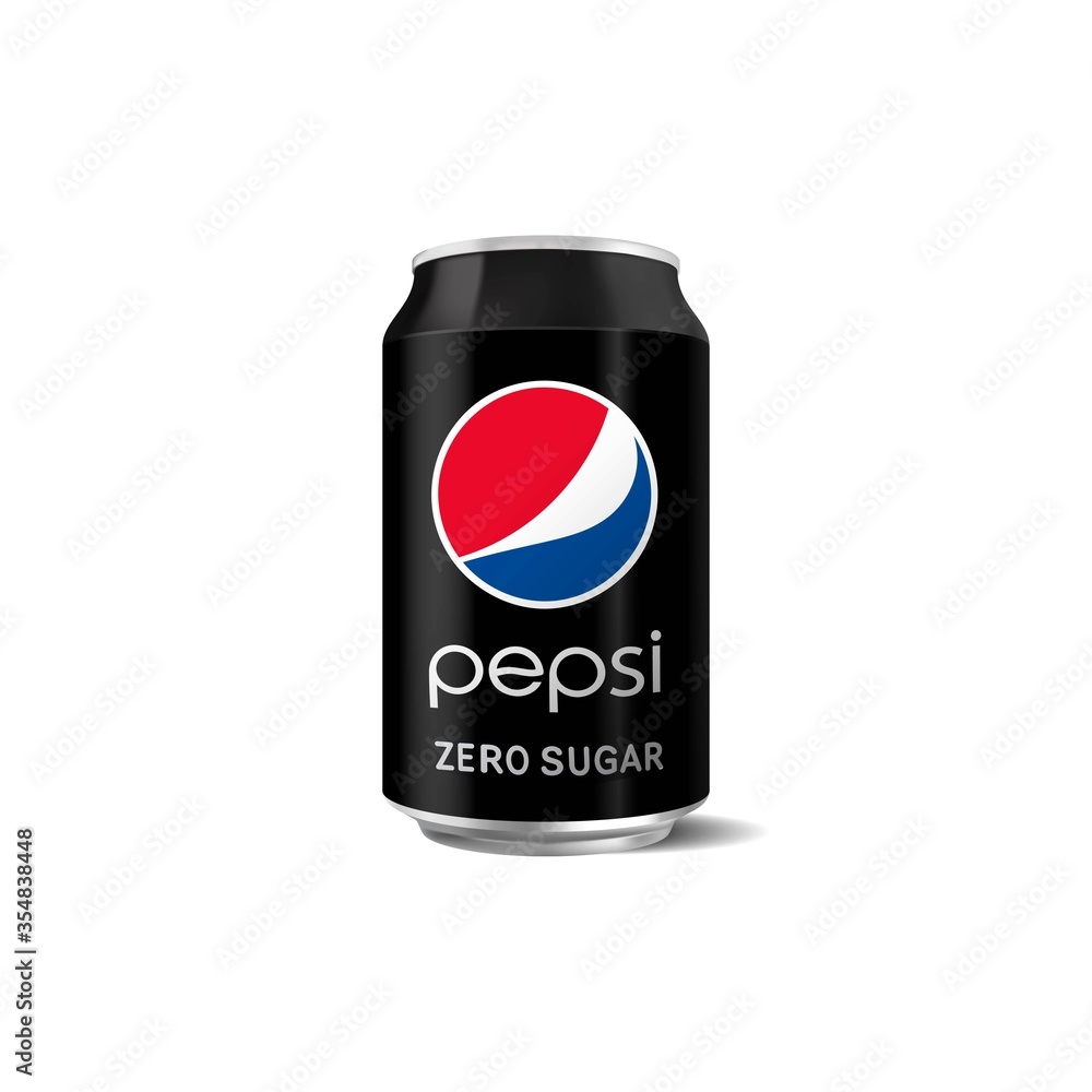 Vector illustration of Pepsi Zero Sugar can isolated on white ...