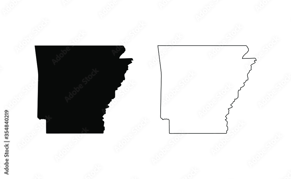 Arkansas state silhouette, line style. America illustration, American ...
