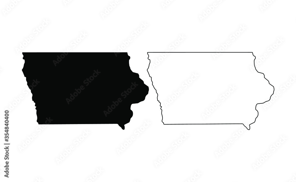 Iowa state silhouette, line style. America illustration, American ...