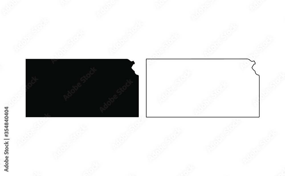 Kansas state silhouette, line style. America illustration, American ...