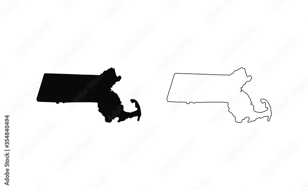 Massachusetts state silhouette, line style. America illustration ...