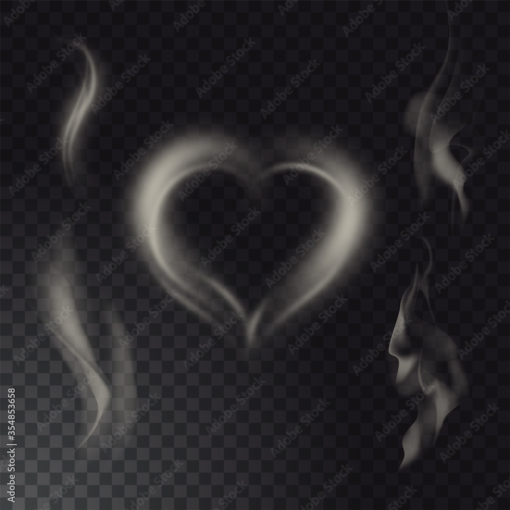 Set of high detailed smokes from hot food or drink isolated on ...