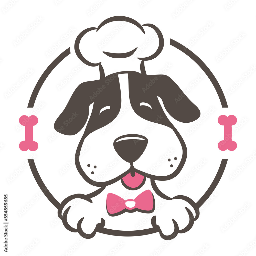puppy dog with chef hat in a circle logo. vector Stock Vector | Adobe Stock