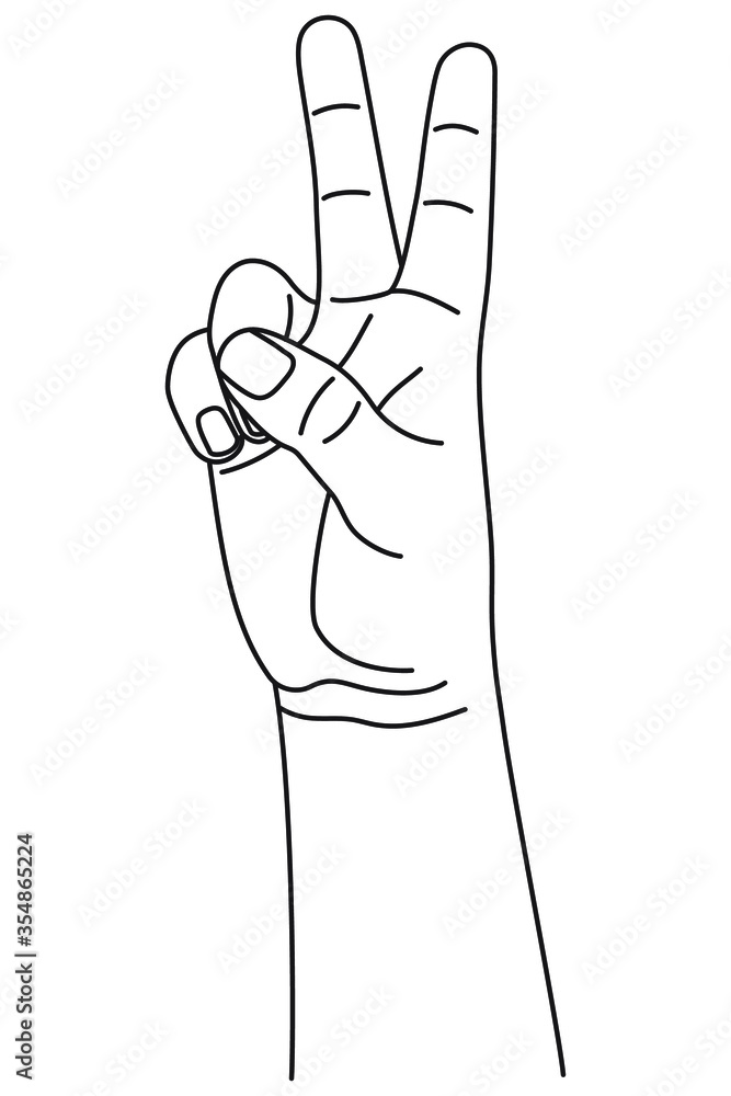 Number two, hand gesture. Concept of finger counting on sign language ...