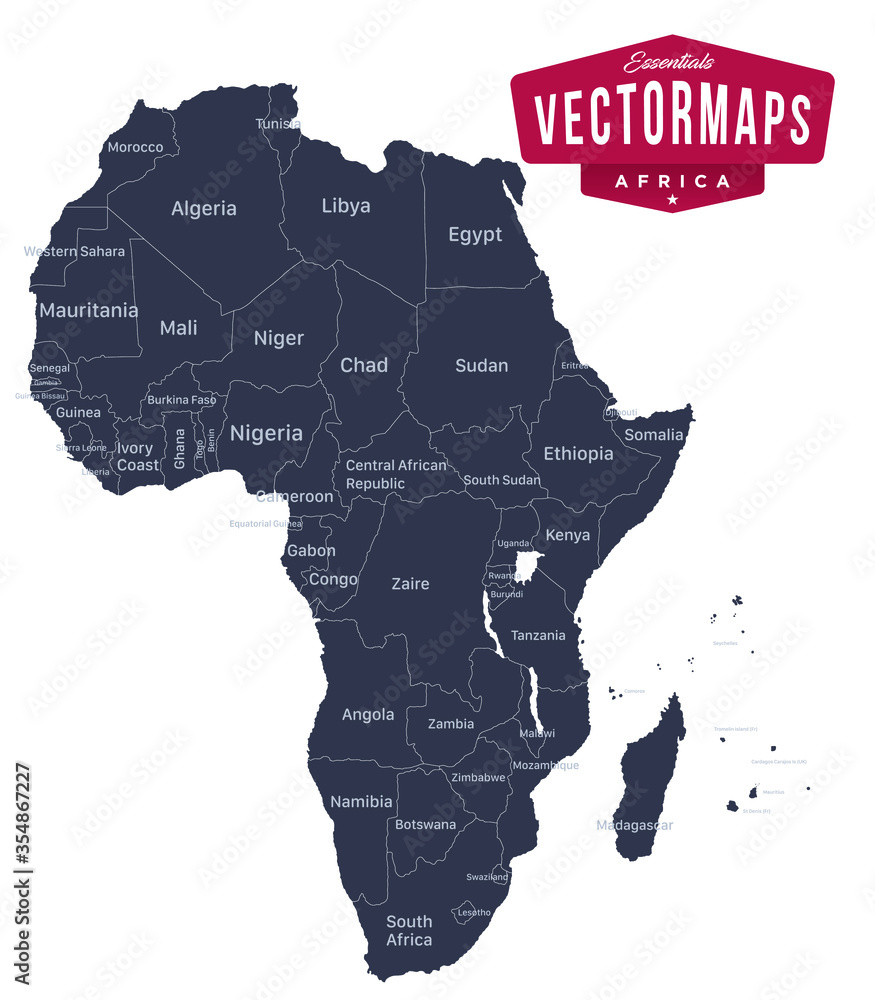 Africa Political Map | High detailed and accurate shapes. Countries in ...