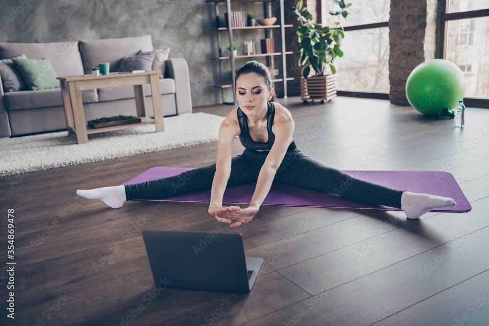 Full length photo of focused active effort endurance beautiful girl ...