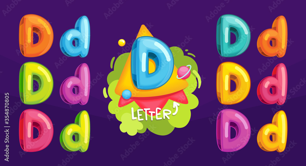 Cartoon letter D. Kids color illustration Stock Vector | Adobe Stock