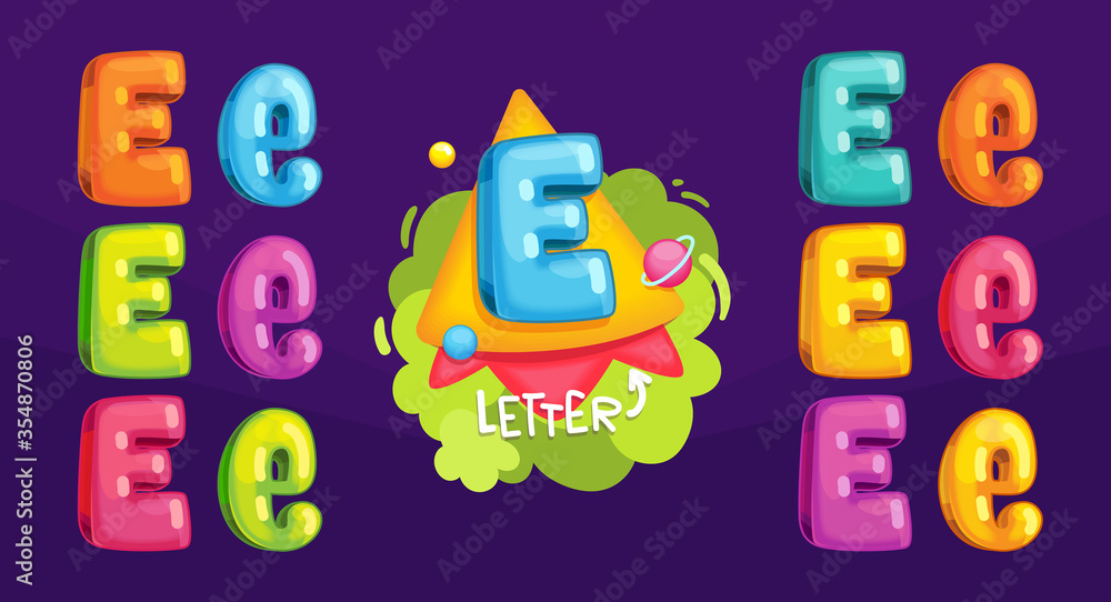 Cartoon letter E. Kids color illustration Stock Vector | Adobe Stock
