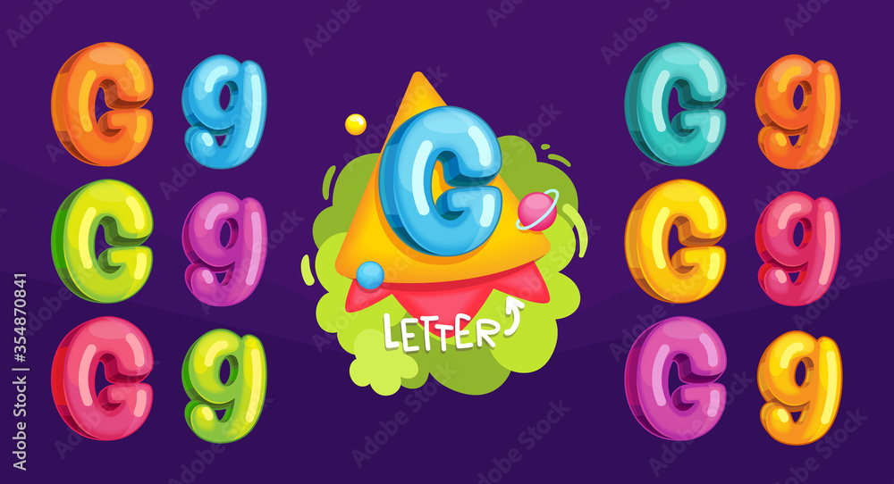 Cartoon letter G. Kids color illustration Stock Vector | Adobe Stock
