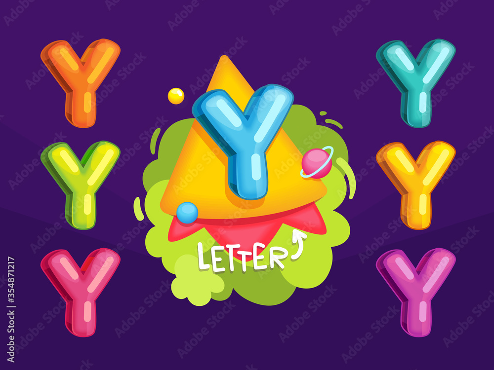 Cartoon letter Y. Kids color illustration Stock Vector | Adobe Stock