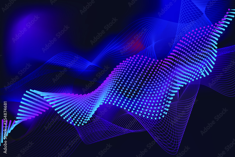 Abstract background in dark blue on the theme: neural networks, machine ...