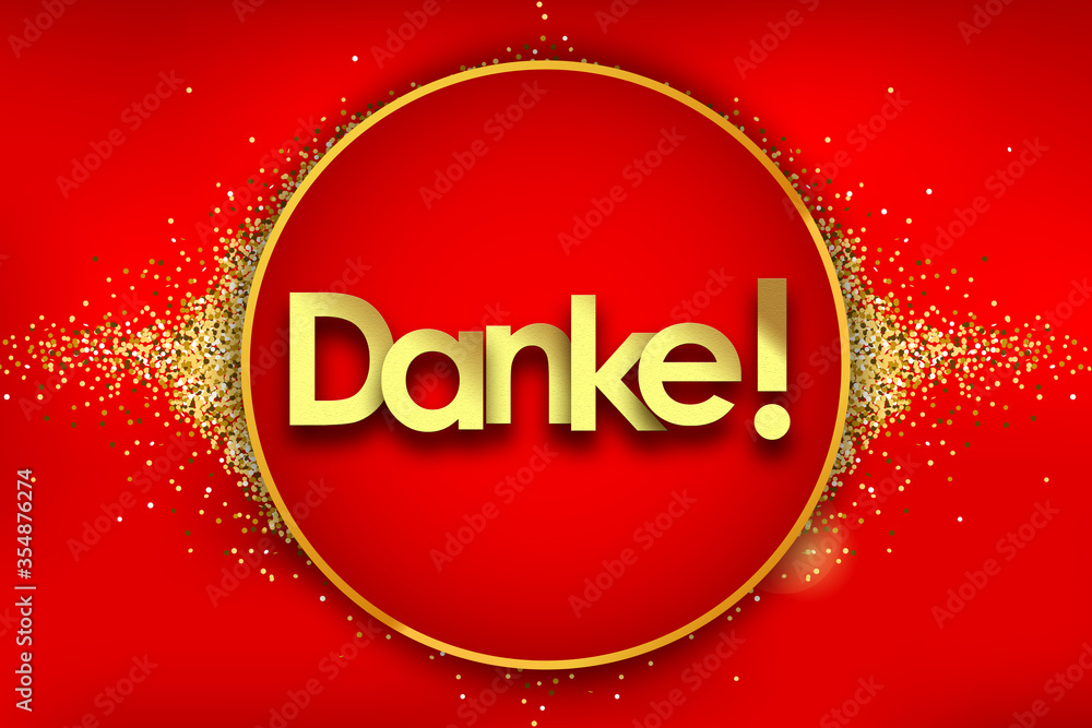 danke in red background and golden stars Stock Photo | Adobe Stock