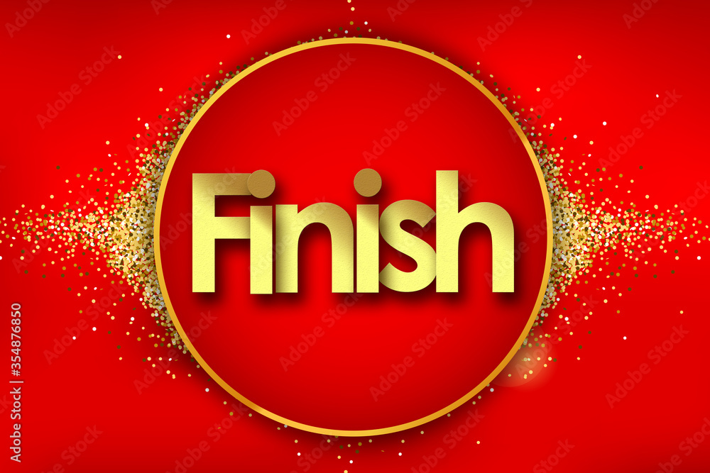 Finish in golden circle stars and yellow background Stock Photo | Adobe ...
