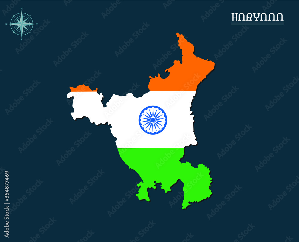 Modern map of HARYANA with india flag, india state map HARYANA, indian state infographics Stock ...