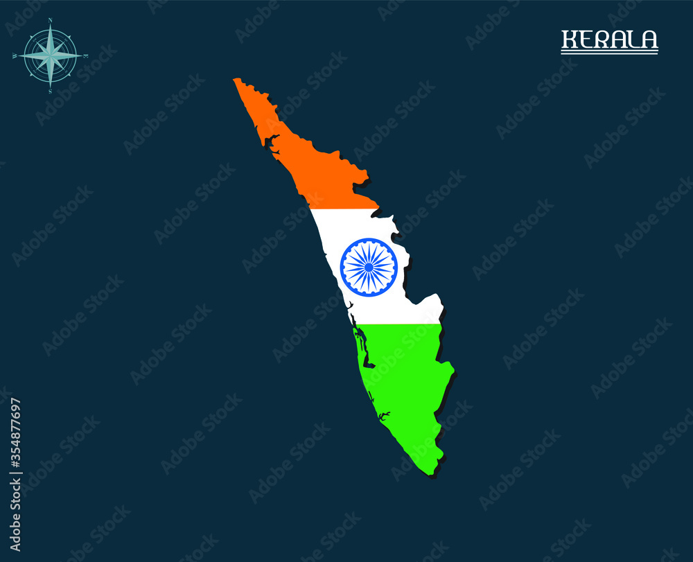 Modern map of KERAL with india flag, india state map KERAL, indian ...