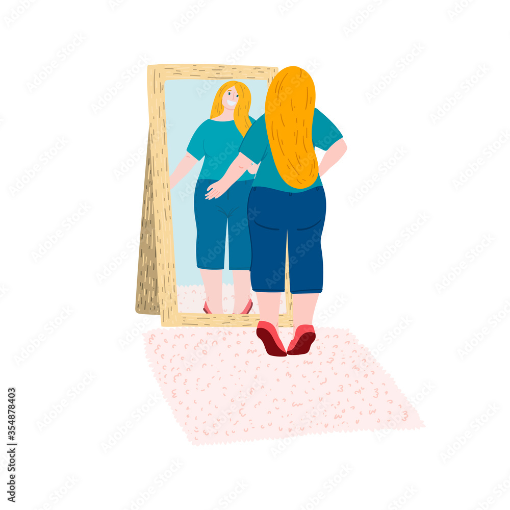 Sad Girl Looking In Mirror Clipart