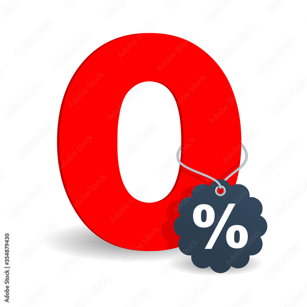 0 - zero percents commission sticker for credit company special offers ...