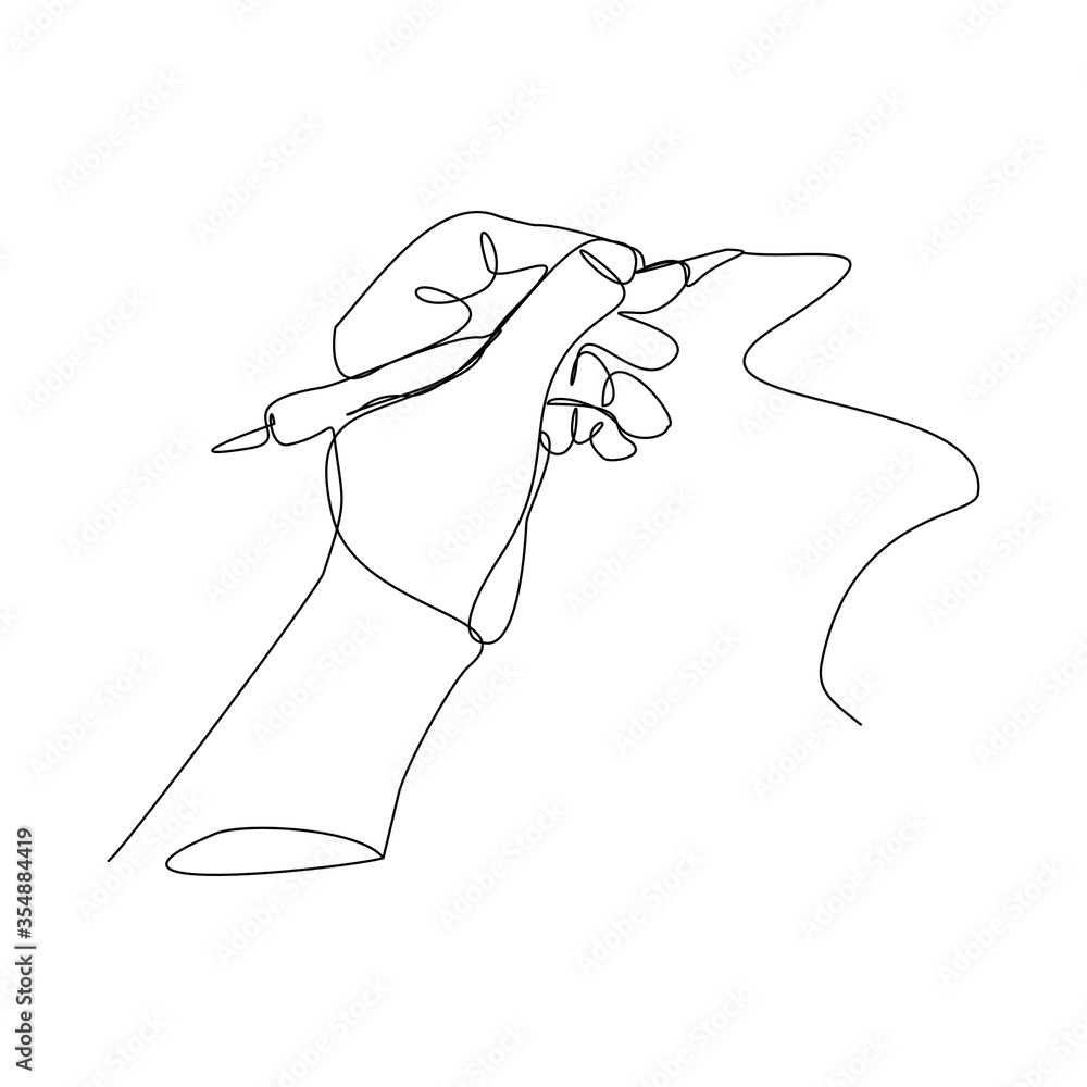 Continuous line drawing of hand draw line with pen. Vector illustration ...
