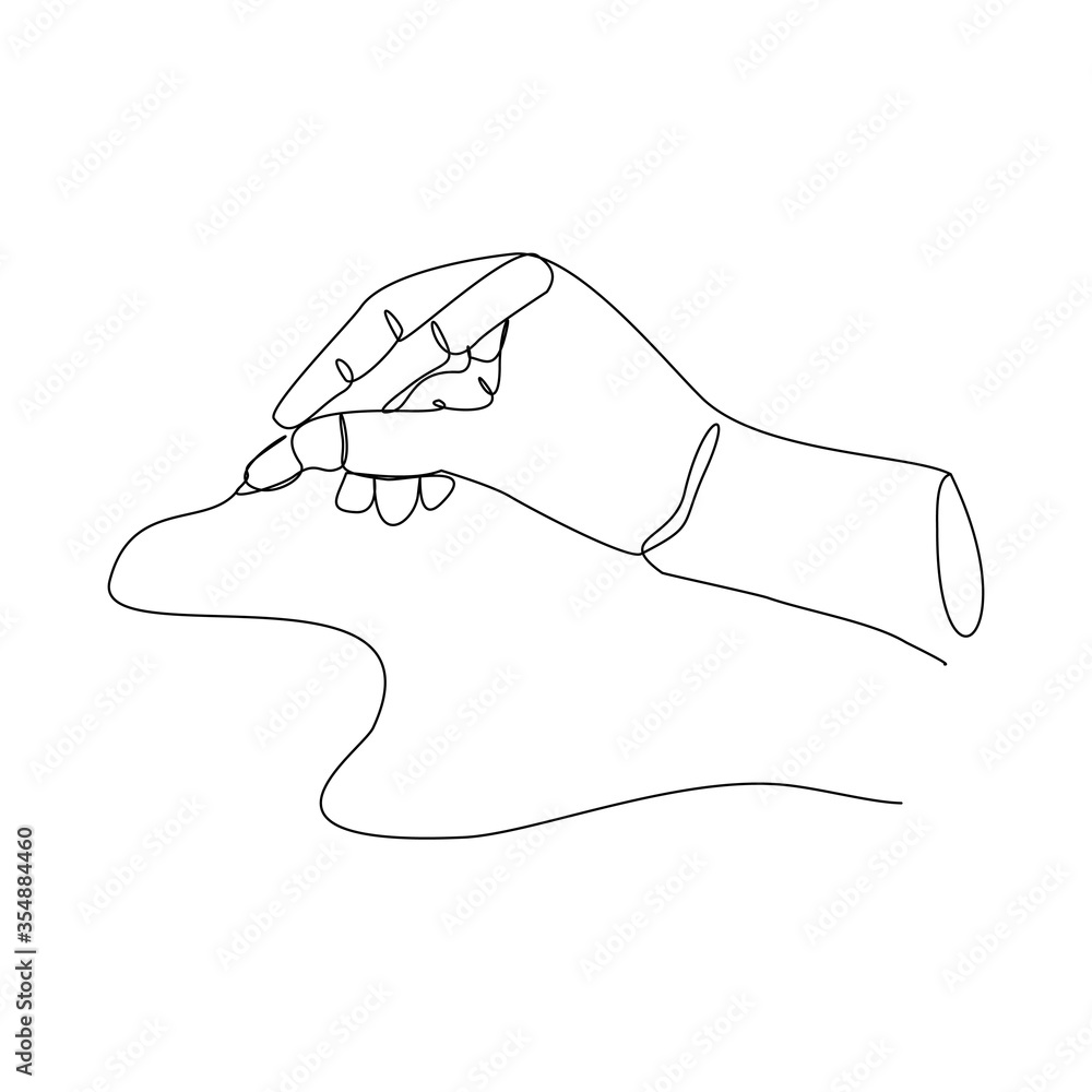 Continuous line drawing of hand draw line with pen. Vector illustration ...