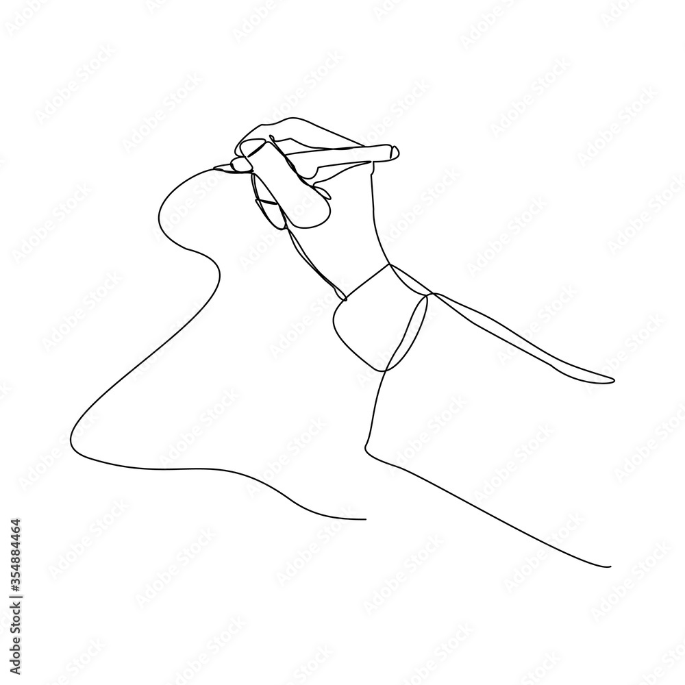 Continuous line drawing of hand draw line with pen. Vector illustration ...