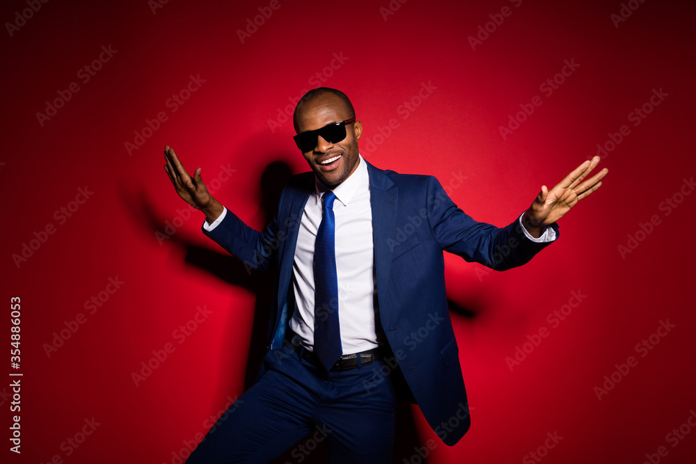 Photo of handsome dark skin business boss guy chilling resting ...