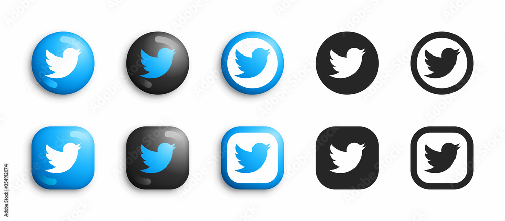 Twitter Modern 3D And Flat Icons Set Vector Isolated On White ...