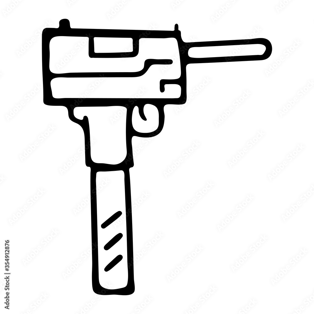 Submachine gun UZI. Cartoon Art Stock Vector | Adobe Stock