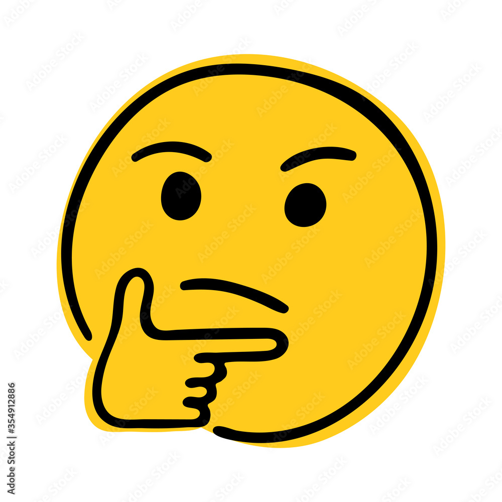 Thinking Face emoji. Doodle thinking emoji Stock Vector | Adobe Stock