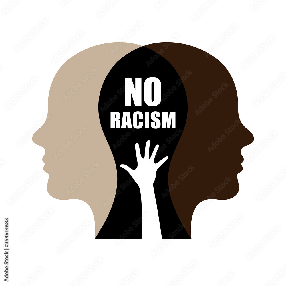 No racial discrimination campaign design. Social movement motivate against stop racism. Vector ...