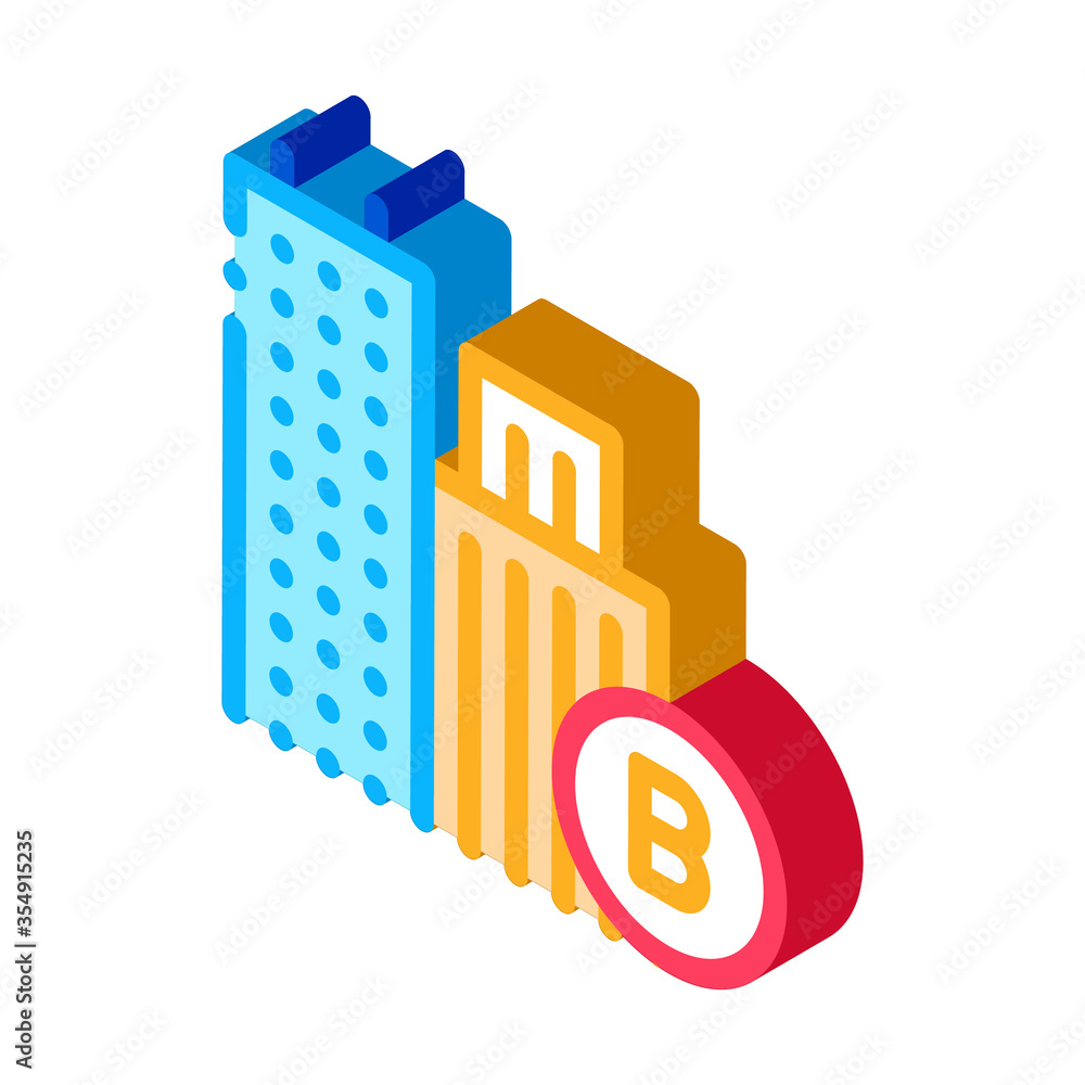 built residential buildings icon vector. isometric built residential ...