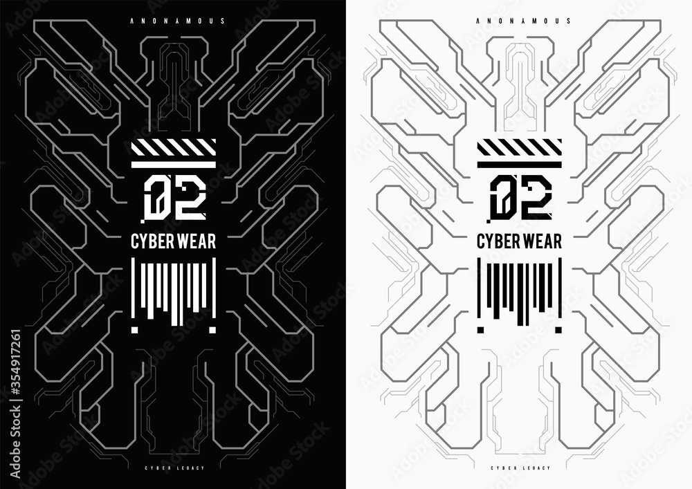 Cyberpunk futuristic poster. Tech Abstract poster template with HUD ...