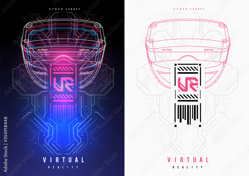 Cyberpunk futuristic poster. Tech Abstract poster template with HUD ...