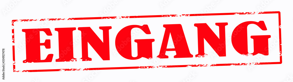 Roter Stempel mit dem Wort "EINGANG", isoliert auf weißem Hintergrund ...