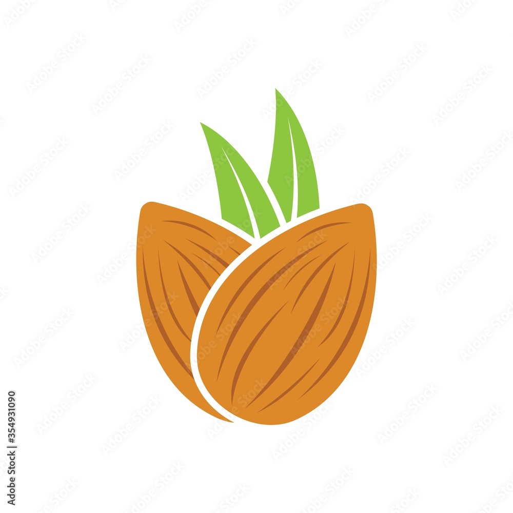 Almond icon. Nut vector illustration isolated on white background ...