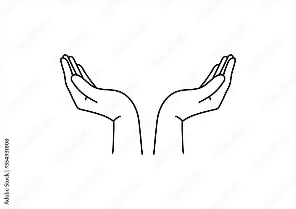 Holding hands gestures vector outline illustration Stock Vector | Adobe ...