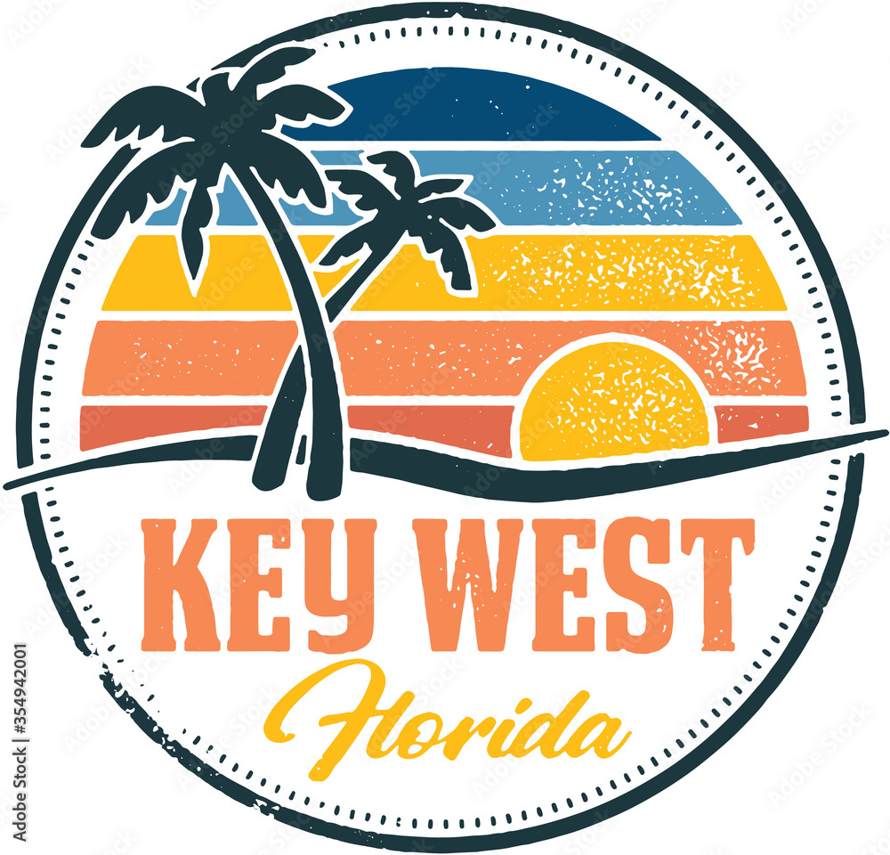 Key West Florida Vintage Travel Stamp Stock Vector | Adobe Stock