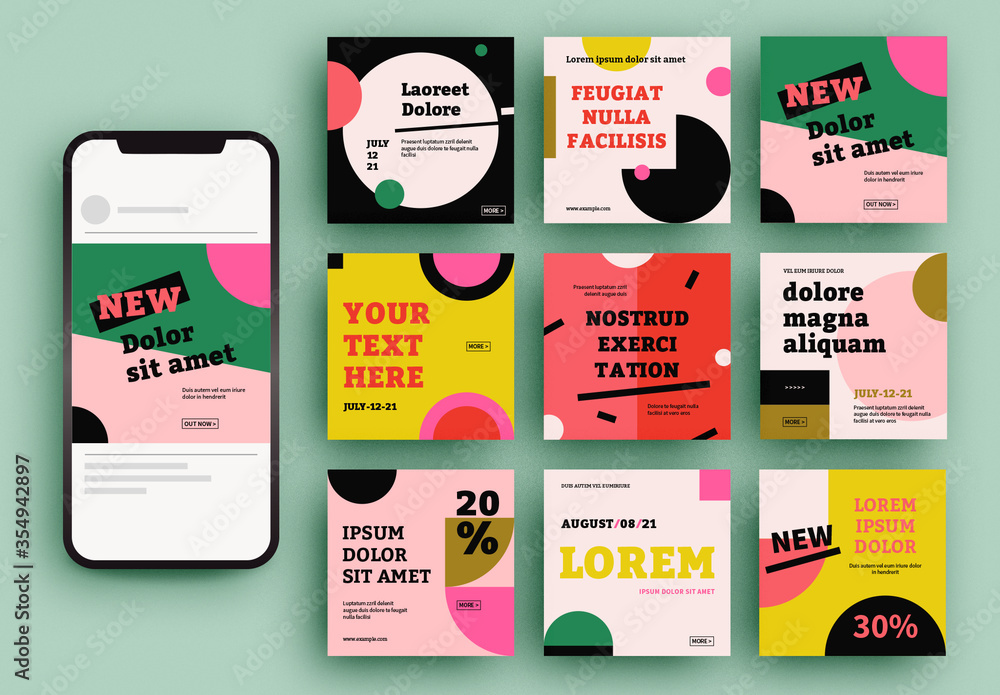 Social Media Post Layout Set Stock Template | Adobe Stock
