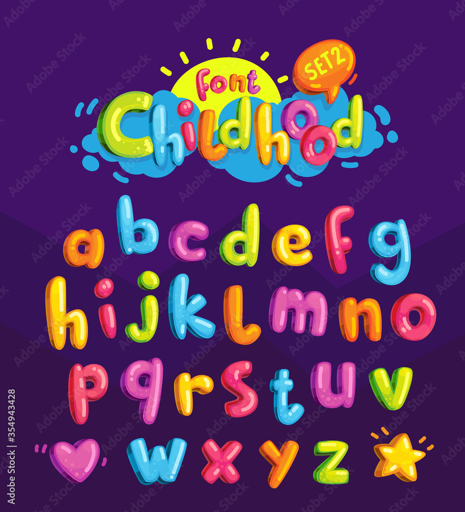 childhood vector color font. cartoon letters for kids design ...