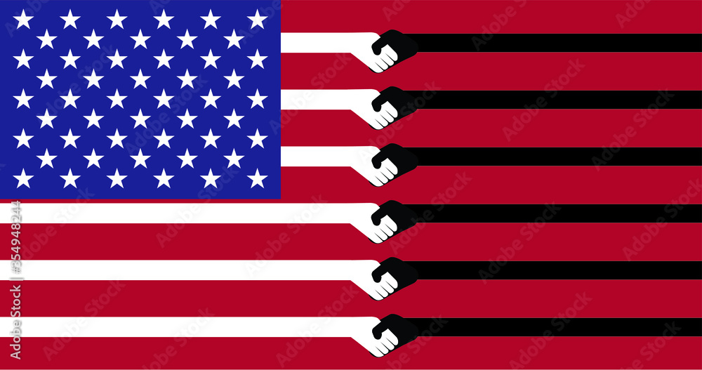 The flag of the United States of America has a white and black stripe ...