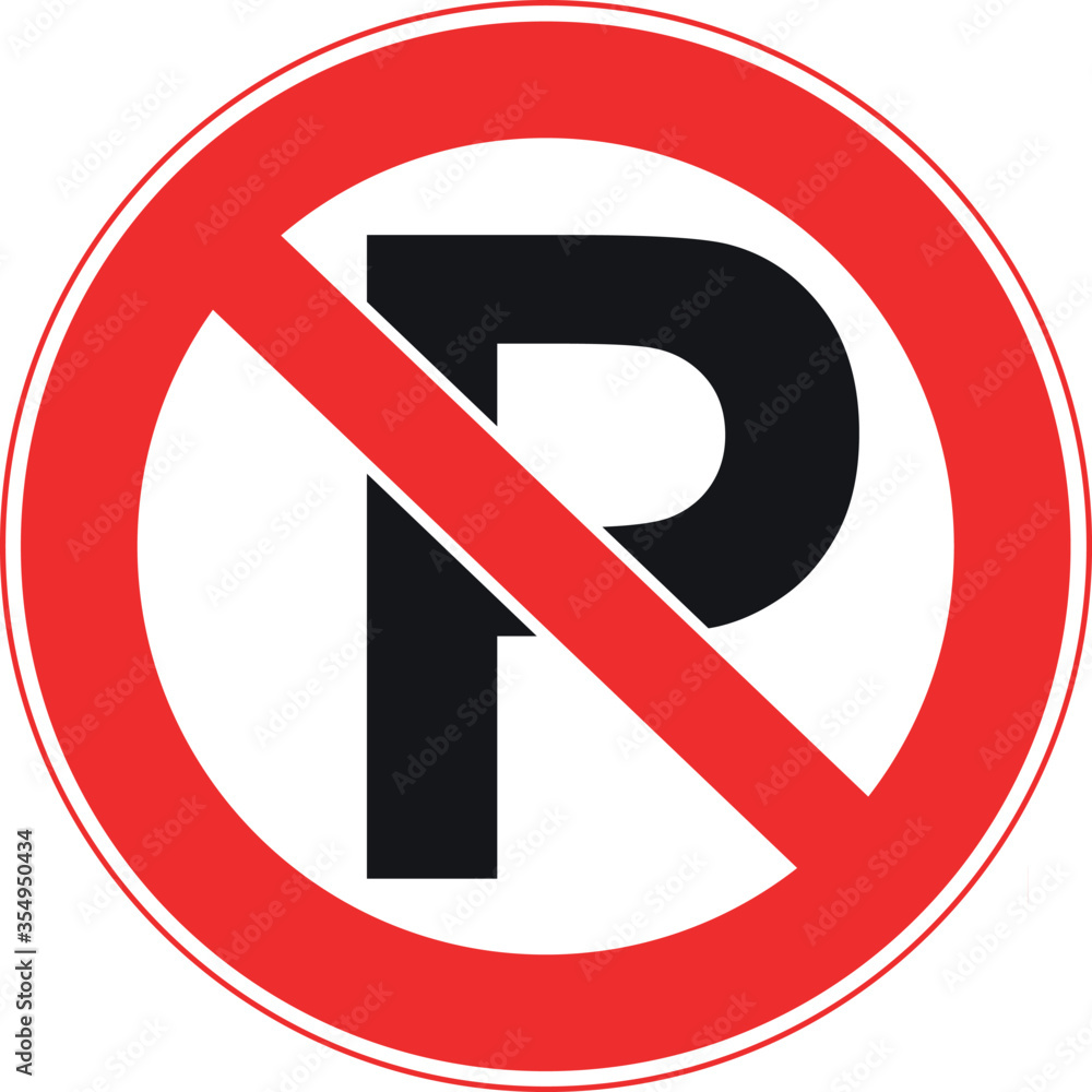 traffic parking ban sign. traffic parking prohibited sign. round ...