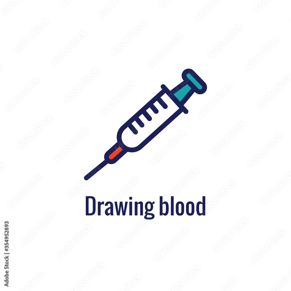 Blood testing and work icon showing one aspect of blood draw process ...