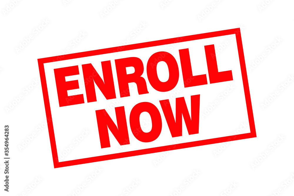 enroll now badge on white background Stock Vector | Adobe Stock