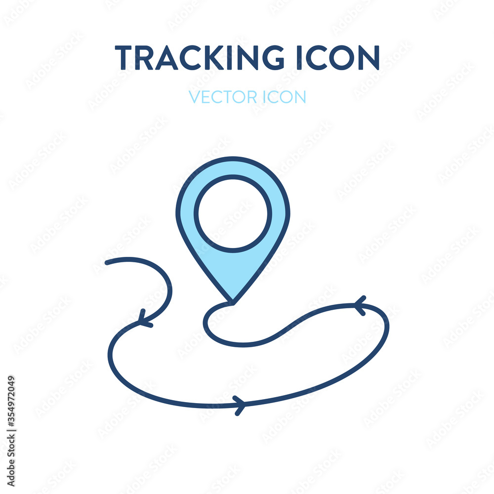 Package tracking icon. Vector illustration of a location sign with ...