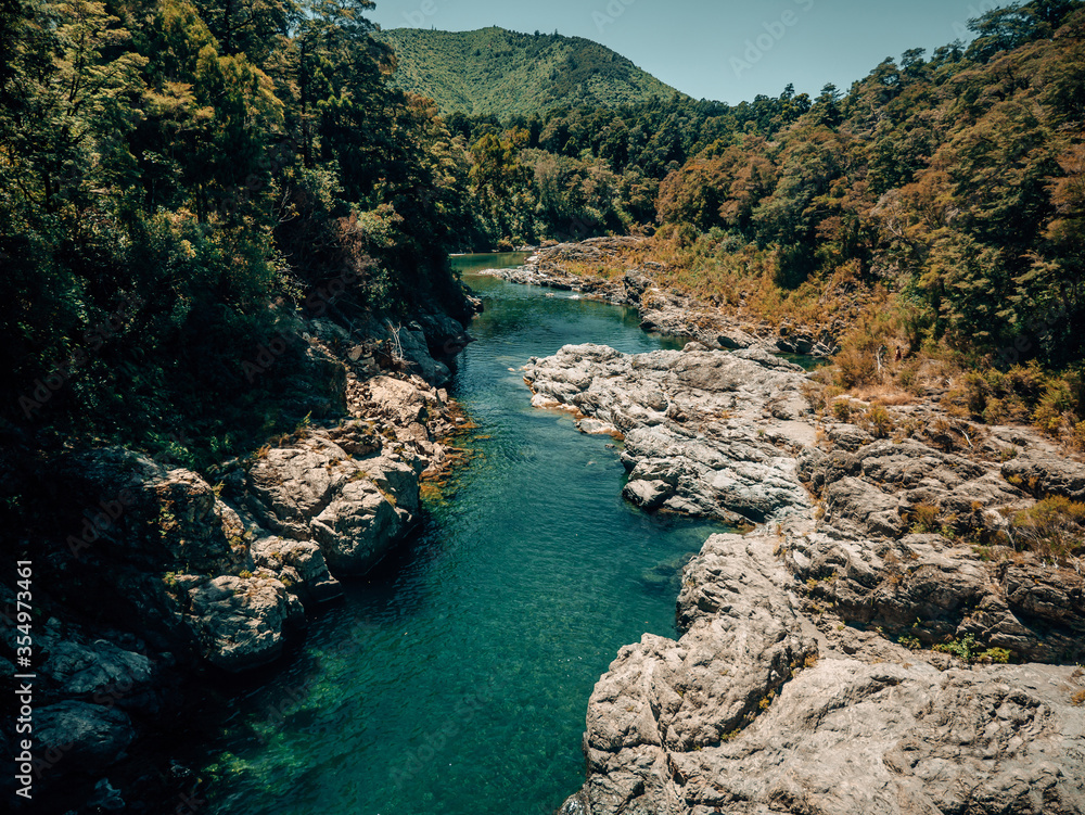 Pelorus River, New Zealand. Scene of the dwarves barrel ride in the ...