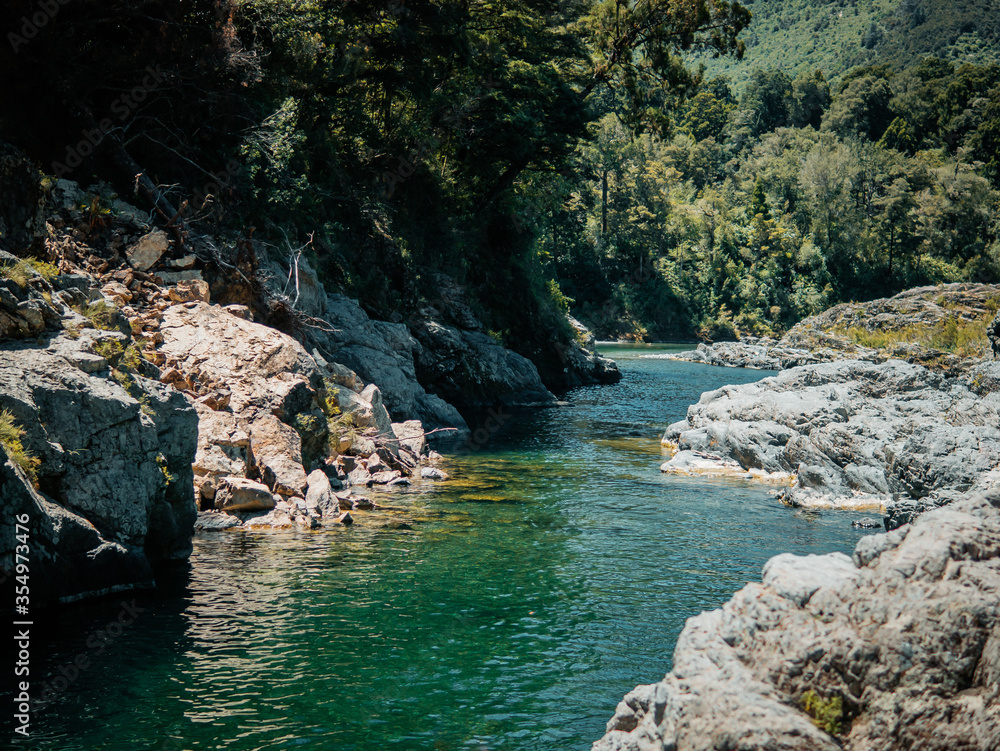 Pelorus River, New Zealand. Scene of the dwarves barrel ride in the ...